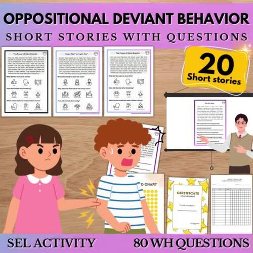 Oppositional Defiant Behavior Short Stories W/ Questions Worksheet SEL ...
