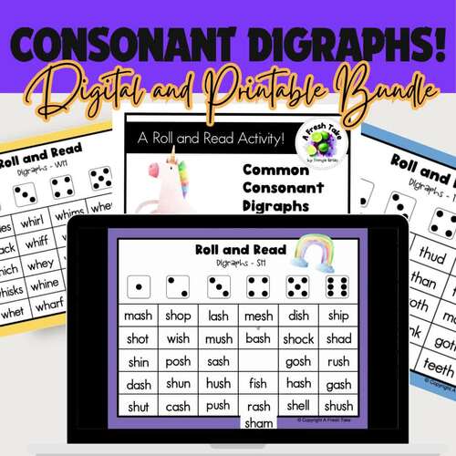 Roll & Read SH Digraphs Words & Sentences Digital & Printable Decoding ...