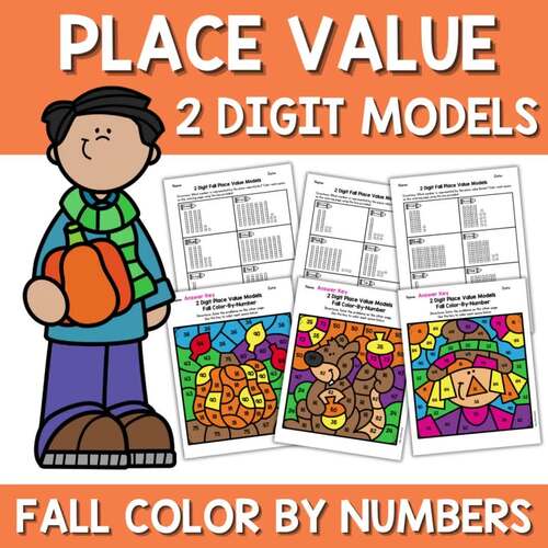 Fall Place Value 2 Digit Numbers Base 10 Blocks Color by Number Fun ...