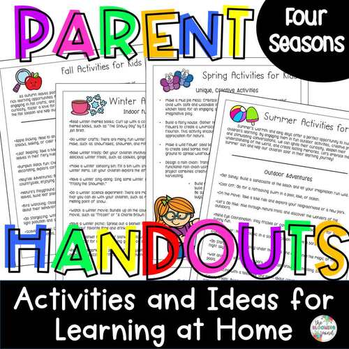 Parent Handouts for Learning at Home by The Blooming Mind | TPT