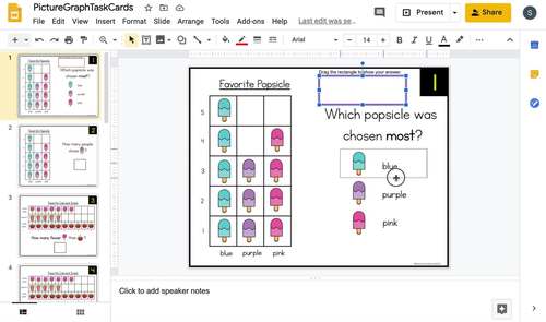 Graphing and Data: Picture Graph Task Cards for Distance Learning