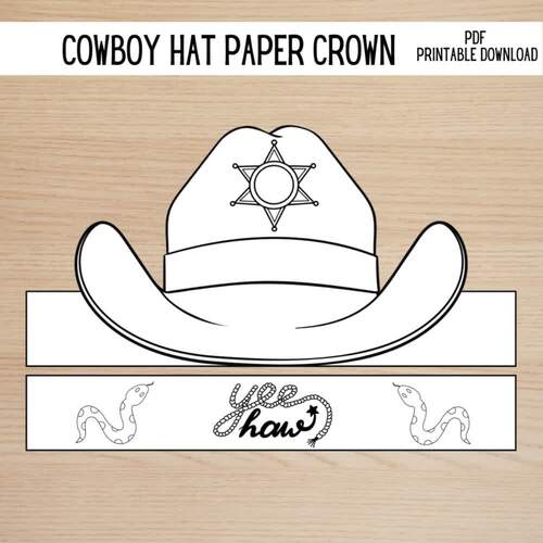 Cowboy Hat Paper Craft Headband Kids Summer Craft by Lauren Digital Studio
