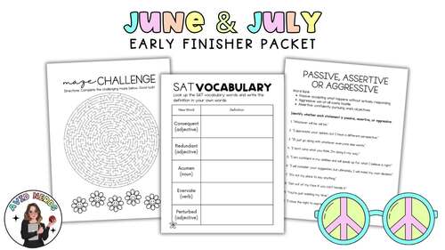 AVID End of Year | Summer Early Finisher Activity Packet-With WICOR Skills