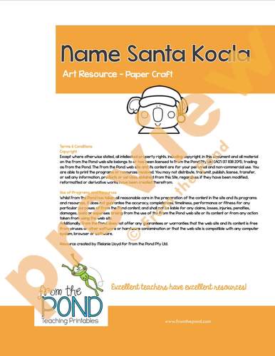 Santa Koala Name Craft for Christmas by From the Pond | TPT
