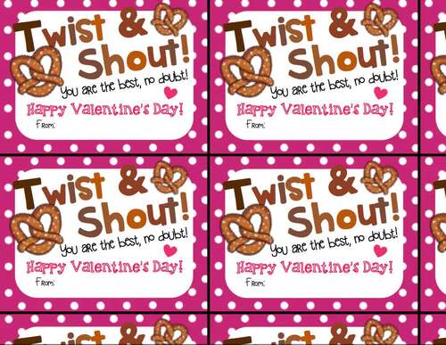 Pretzel Snack Valentine's Day Gift Tag-Twist & Shout! You are the best ...
