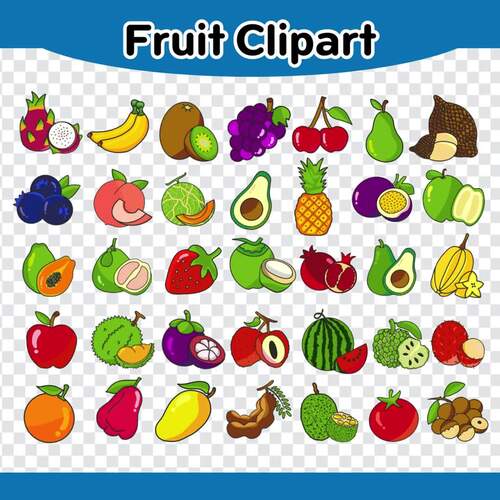 Fruit Clipart, Fruit icon, element for print, card, sticker, artwork ...