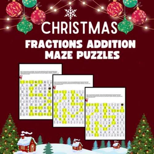 No prep Christmas Fractions addition Maze Puzzles Math Activities ...