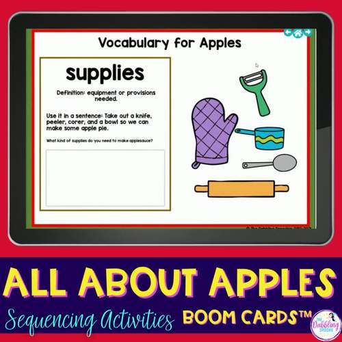 Fall Boom Cards: Apple Sequencing Language Activities Boom Cards
