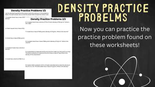 NGSS Mass, Volume, Density Differentiated Worksheets Activity STEM Science