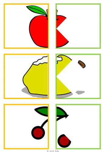 Matching Cards Half Halves PreK Autism Therapy FOOD by Words Aside