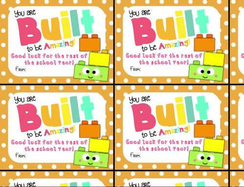 Cute Lego (Building Blocks) Beginning of Year Gift Tag-You're Built to ...