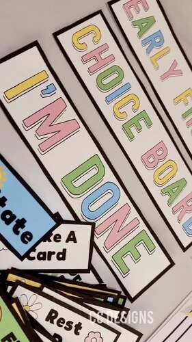 Choice Board Bulletin Board Kit Early Finisher Kit I'm Done Activities