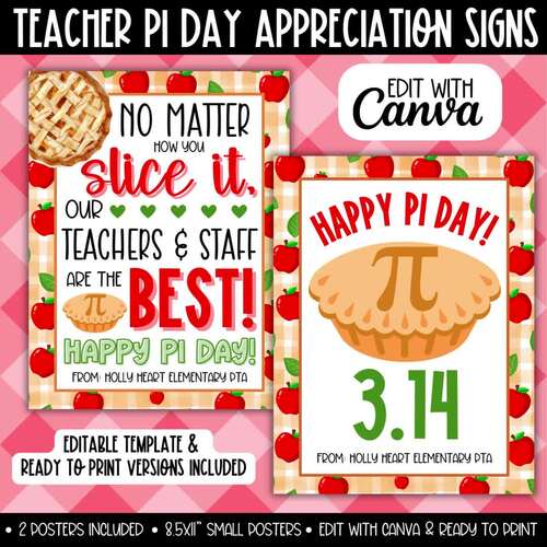 Pi Day 3.14 Teacher Staff Appreciation Sign, Apple Pie Posters Lounge Decor