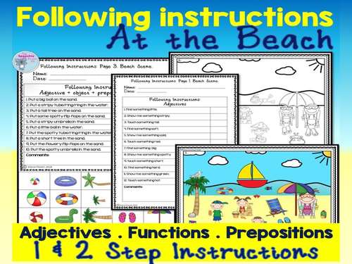 Following Directions using a beach theme by The Speechie from Oz