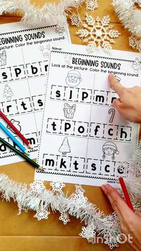 Christmas Beginning Sounds Initial Sounds Worksheets Kindergarten 1st Grade