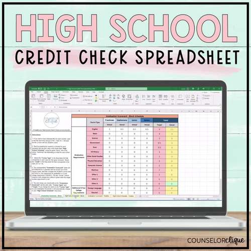 High School Counseling Graduation Credit Check Spreadsheet by Counselor ...