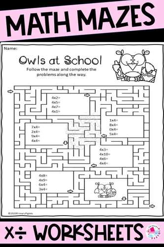Multiplication and Division Worksheets Mazes Back to School by Primary ...