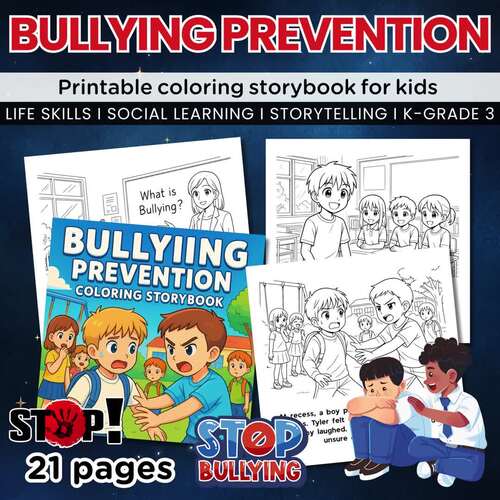 Bullying Prevention Coloring Storybook, SEL Storytelling, Life Skills ...