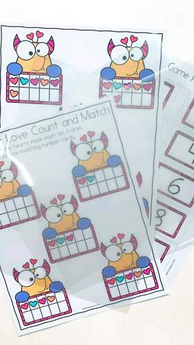 Monster Love Valentine Count & Match File Folder Game PreK-K | TPT