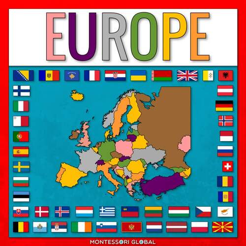 Europe: Montessori Countries, Capitals, Flags: Printables PowerPoint ...