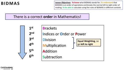 BIDMAS or BODMAS (Order of Operations) Lesson by Outstanding Resources