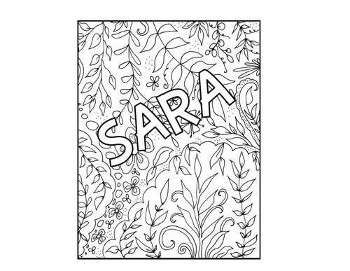 Printable Name Coloring Pages, Spring Floral Coloring Worksheets, Editable