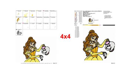 Beauty and the Beast Belle Mrs Potts Chip embroidery designs - Instant ...
