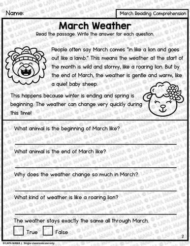 March Reading Comprehension | Spring Fact & Nonfiction Passages Grades 1–3