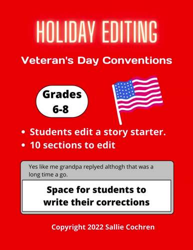 Holiday Editing: Veteran's Day Conventions (Grades 6-8) | TPT