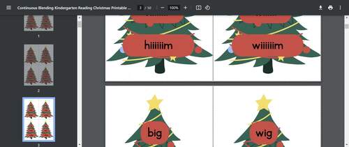 Continuous Blending Kindergarten Reading Christmas Printable Task Cards