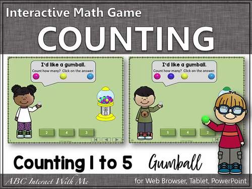Counting to 5 Number Sense Interactive Math Game {Gumball} | TPT