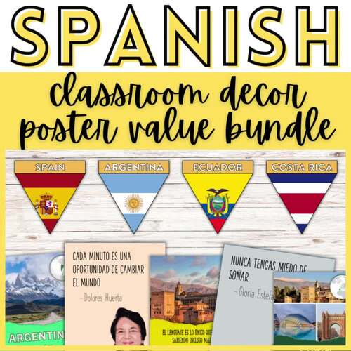 Spanish Classroom Decor Poster Bulletin Board Value Bundle | Hispanic ...