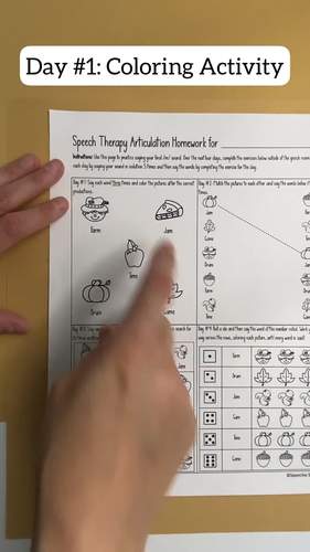 Fall Themed Speech Therapy Articulation Homework and Practice | No Prep