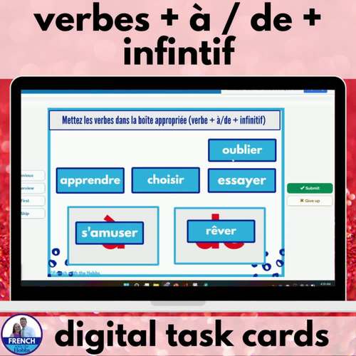 French Verbs + à de + Infinitives Boom™ Digital Task Cards verbe à de ...