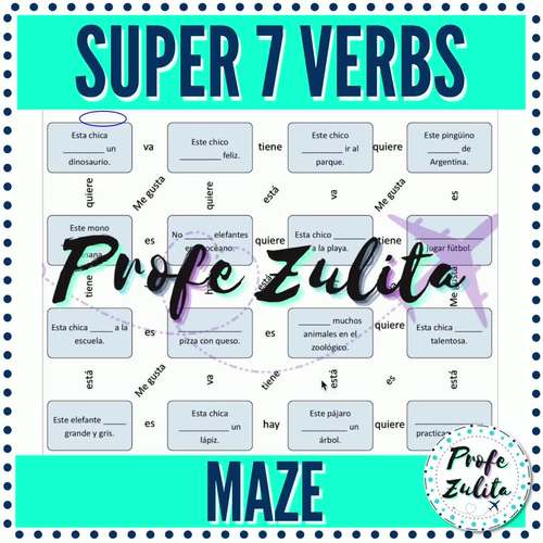 Present Tense Spanish Super 7 Verbs Maze Practice | PDF & Digital