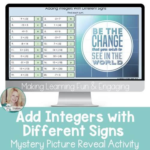 Adding Integers With Different Signs Self-Checking Activity | TPT