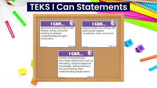 Gr. 6-8 ELAR TEKS I Can Statements Bundle | Digital + Editable | Back ...