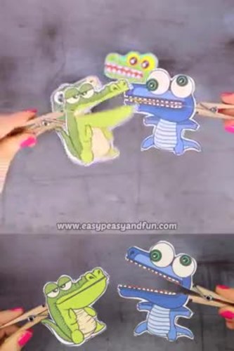 Crocodile & Alligator Craft | Clothespin Puppets | Reptiles Activities