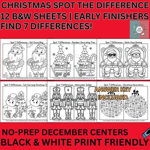 Christmas Spot the Difference – Mini Center Pack (12 Worksheets ...