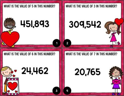 Valentine's Day Place Value Task Cards through the Hundred Thousands Place