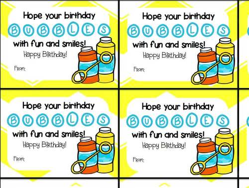 Bubbles/ Bubble Wand Birthday Gift Tag- Hope your birthday bubbles with fun