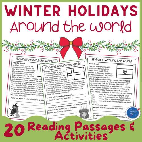 Winter Holiday Traditions Around the World Reading Passages | December ...