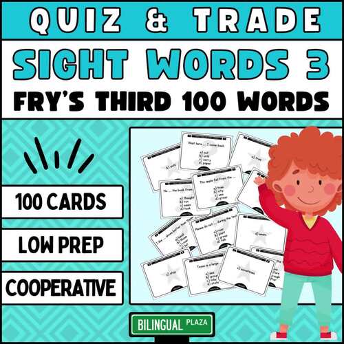 Fill in the Blank Sight Words Sentences GAME Fry's Third 100 Words 2nd ...