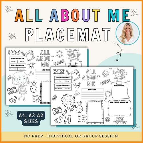 All About Me Activity Placemat. Coloring, Doodles, Back To school ...