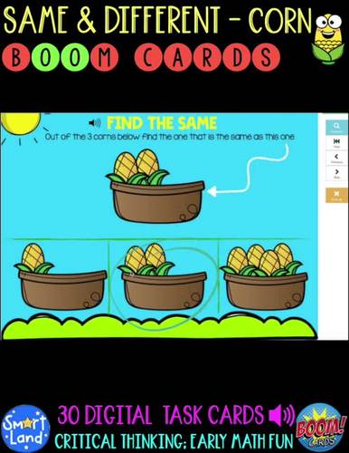 Same and Different Boom Cards™ | Corn | Distance learning | TpT