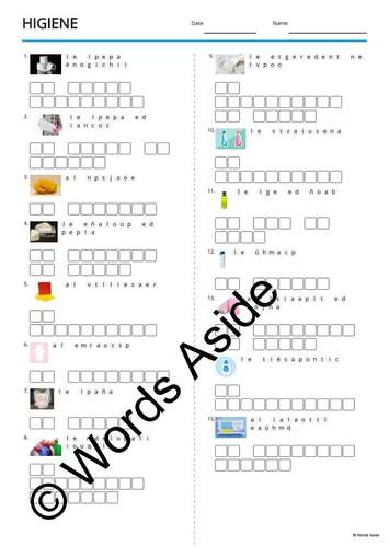 Spanish Vocabulary Writing Spelling Worksheets Card Crossword Anagram ...