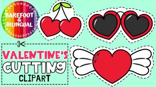 Valentines Day Cutting Clip Art | Scissor Skills & Fine Motor Practice ...