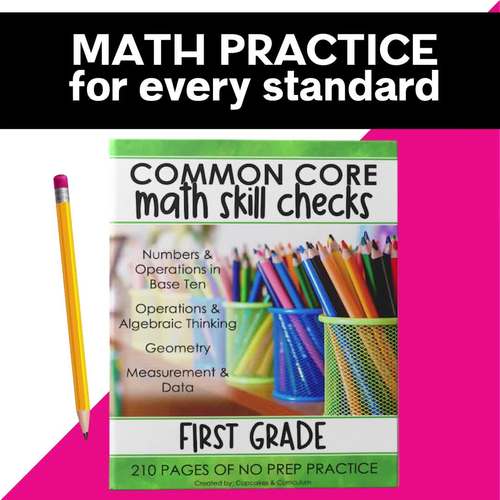 First Grade Math Skill Checks | Full Year Bundle by Cupcakes n Curriculum