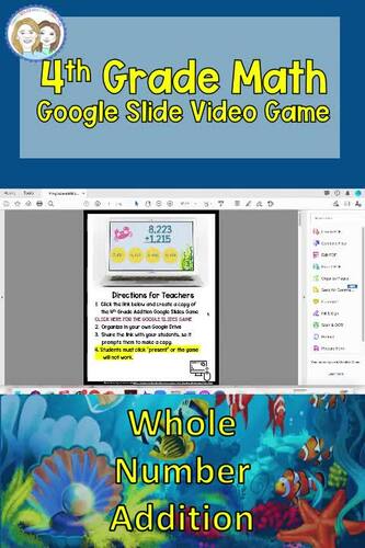 4th Grade Math Fun Worksheets and Video Game for Addition Distance Learning