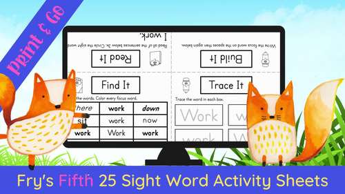 Fry's No-Prep Fifth 25 Sight Words Trace, Build, Find & Read It Sheets ...